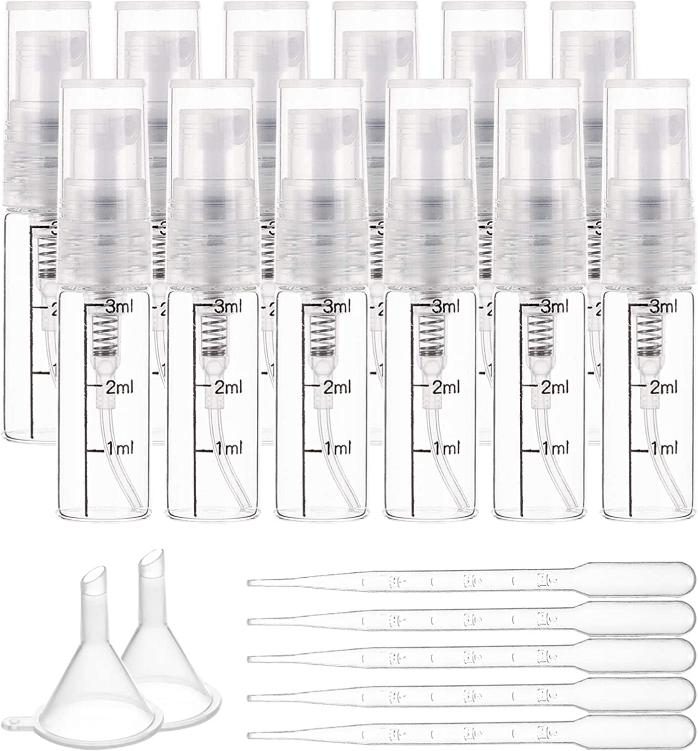 1Box 38pcs 3ml Mini Clear Spray Bottles with Funnels Empty Portable ...