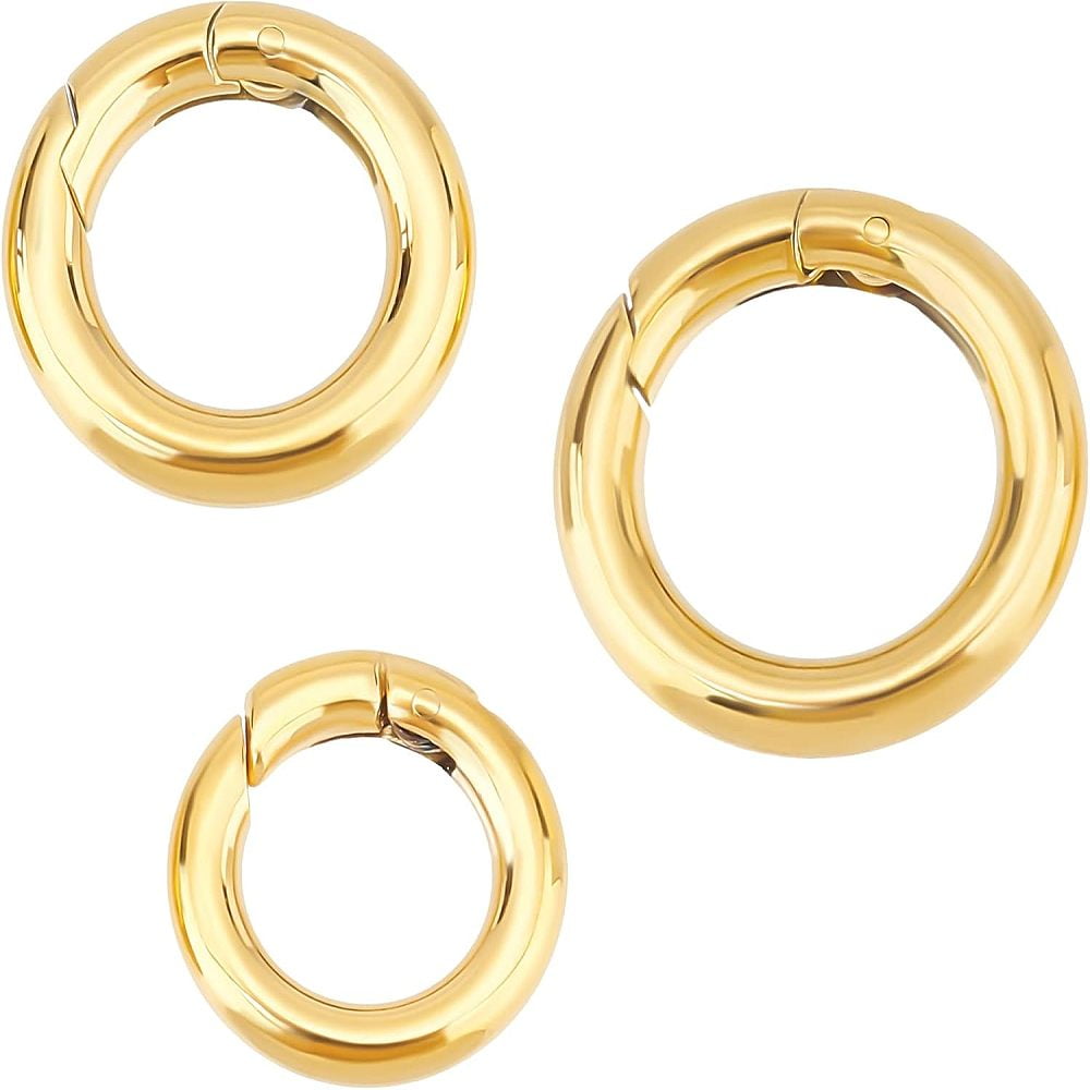 1Box 3pcs 3 Sizes Golden Spring Gate Rings 304 Stainless Steel Snap ...