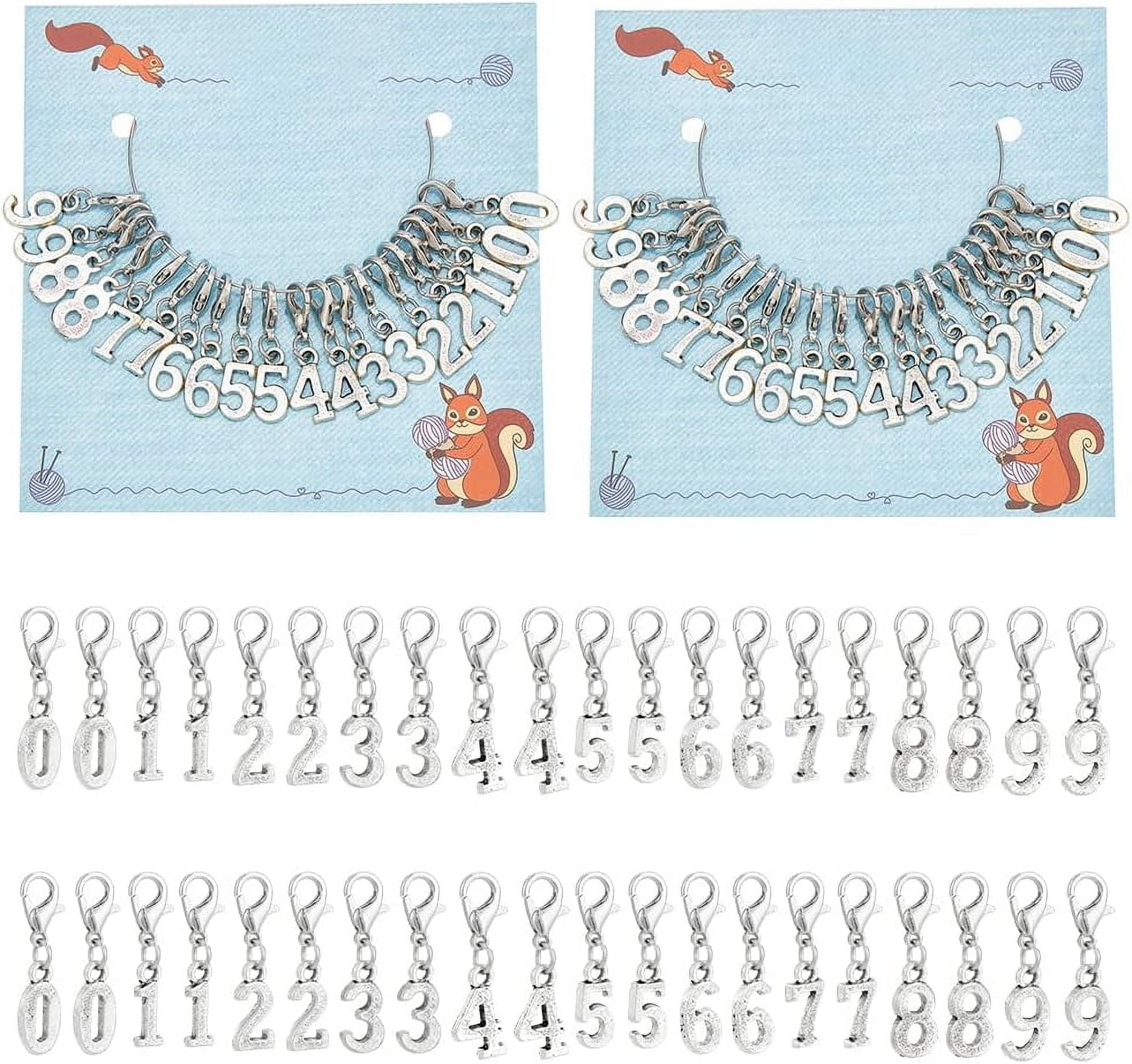 1Box 40 Pcs 0-9 Number Stitch Markers Alloy Crochet Marker Charms ...
