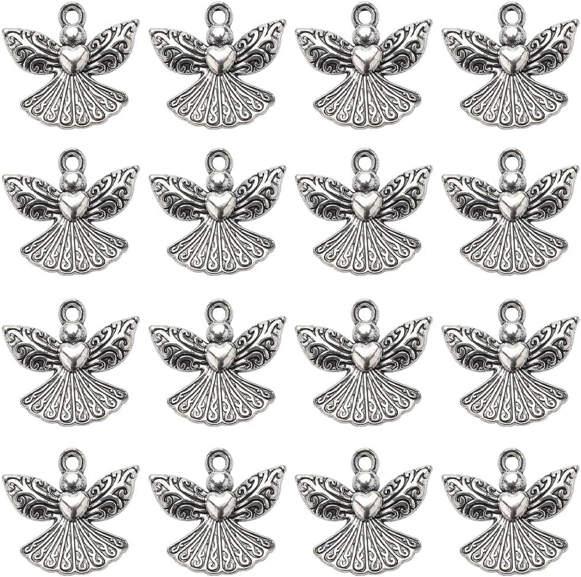 1Box 40Pcs Guardian Angel Charm Bulk Silver Angel Charms Fairy Wing ...