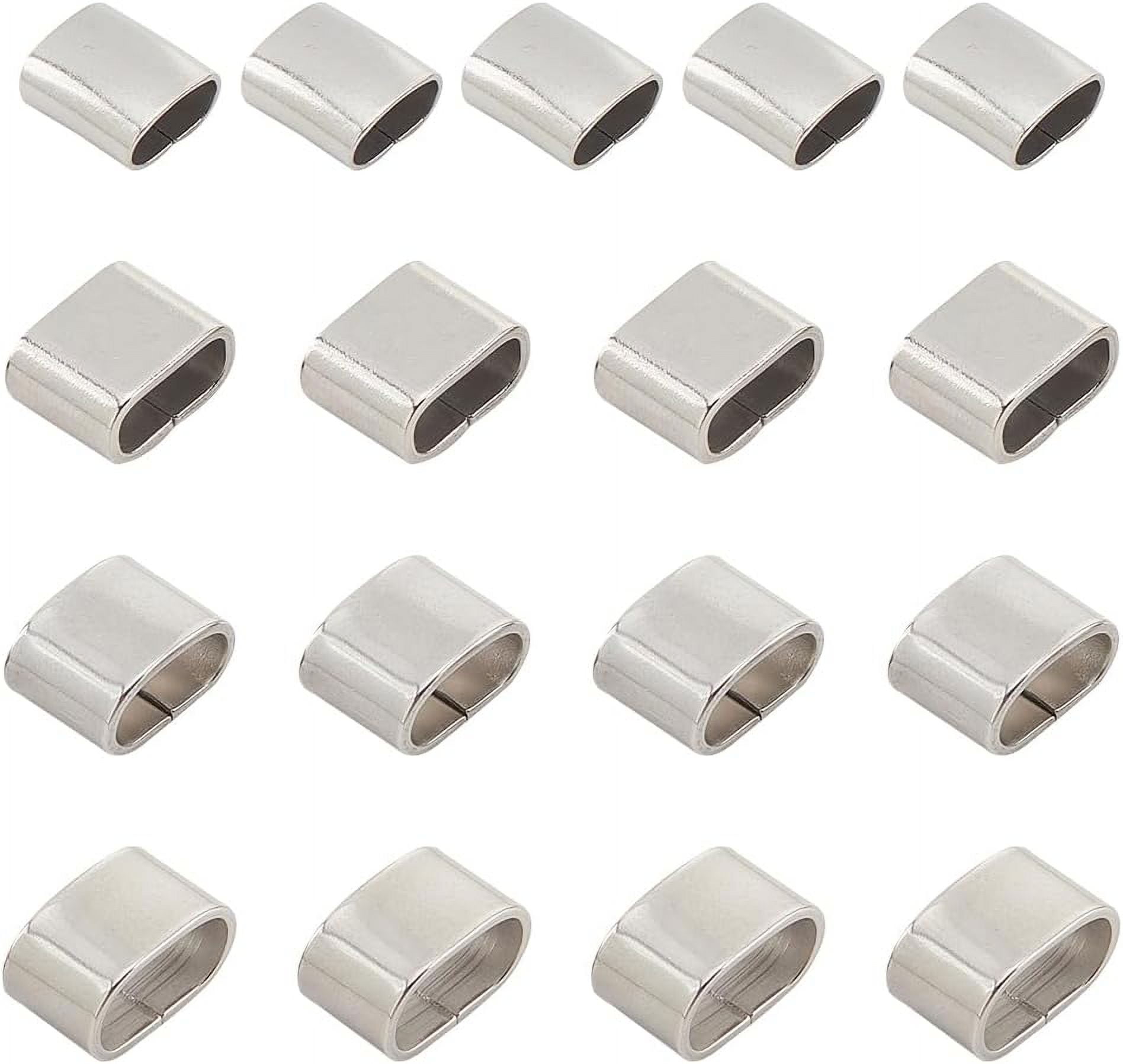 1Box 40pcs 4 Styles Stainless Steel Slider Beads Silver Spacer Beads ...