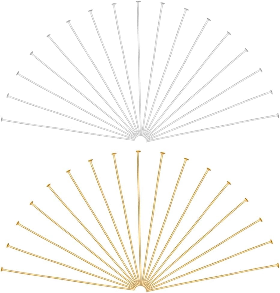 1Box 500Pcs 50mm Flat Head Pins Gold Earring Pin Silver Brass Long ...