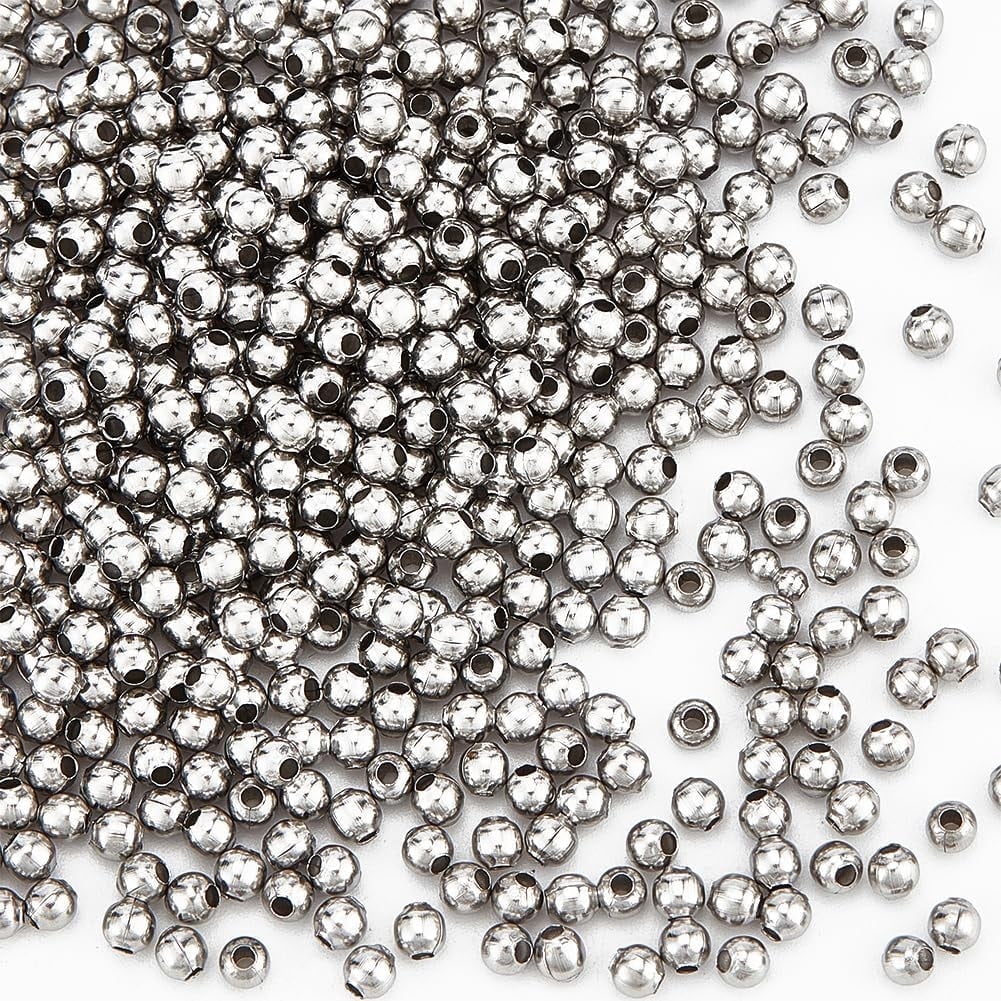 1Box 500pcs Tiny Round Metal Beads 1mm Small Hole Ball Spacer Beads ...
