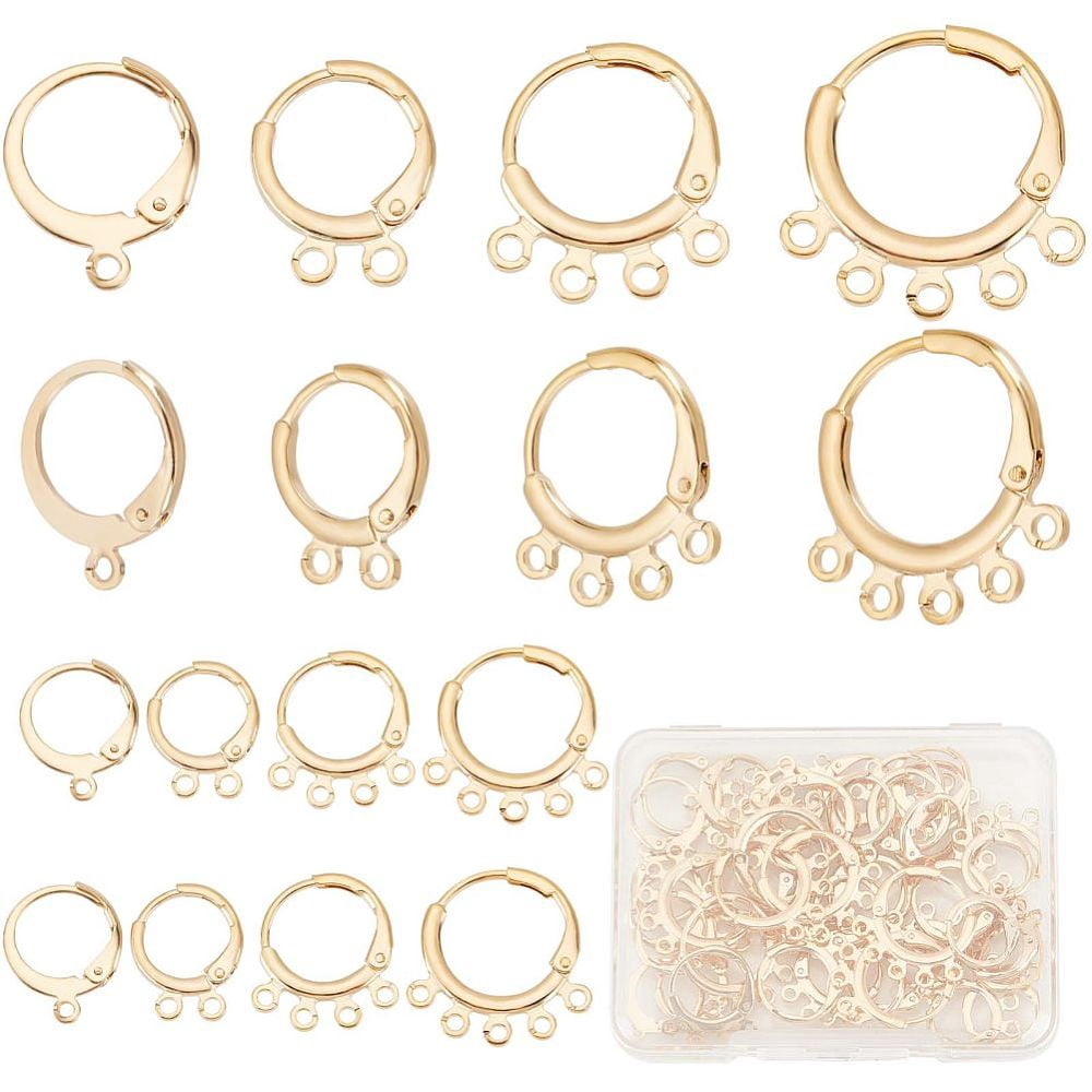 1Box 50Pcs 4 Style Rack Plating Brass & 304 Stainless Steel Leverback ...