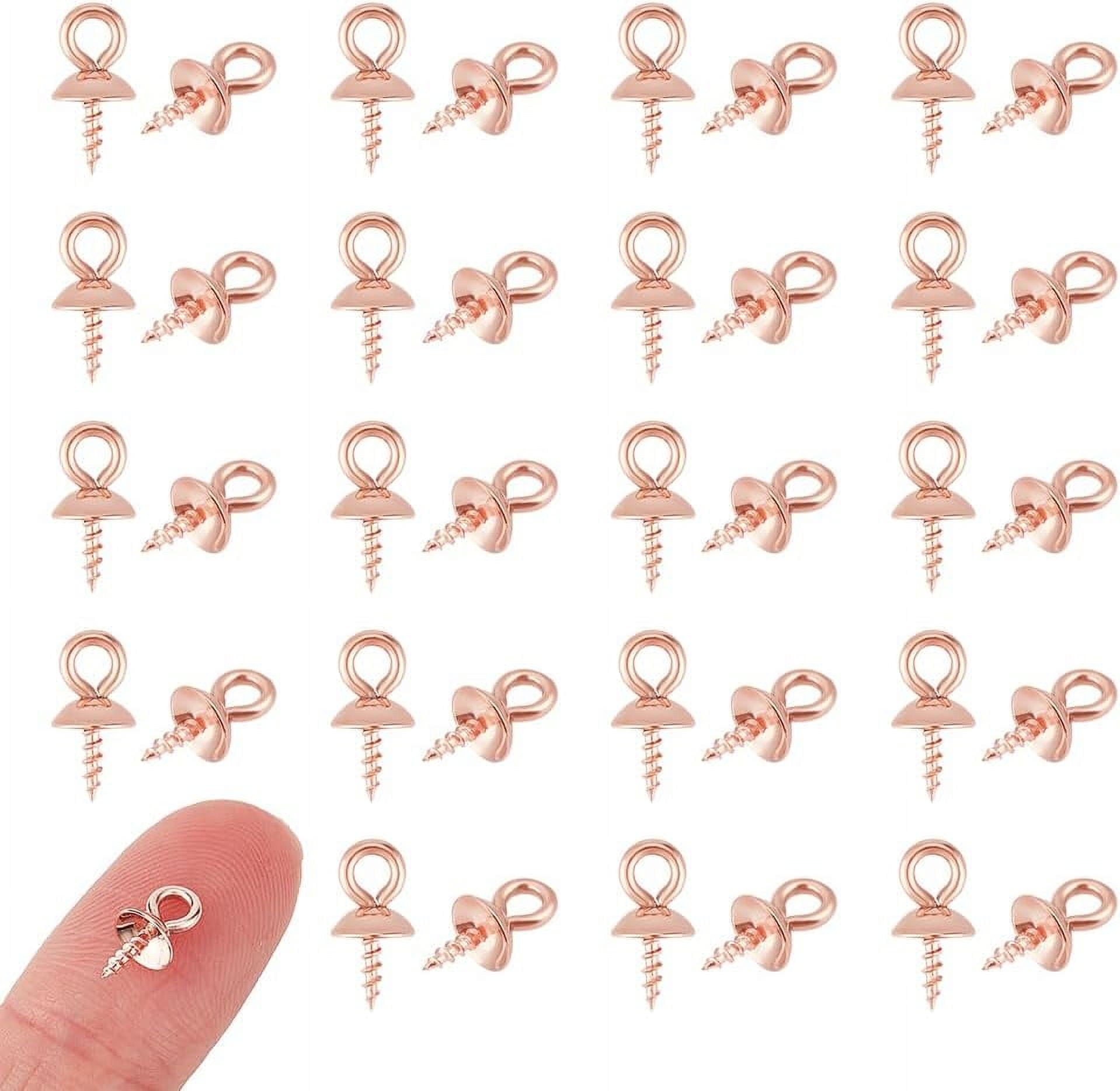 50Pcs Stainless Steel Screw Eye Pin Peg Bails Rose Gold Cup Peg Bails ...
