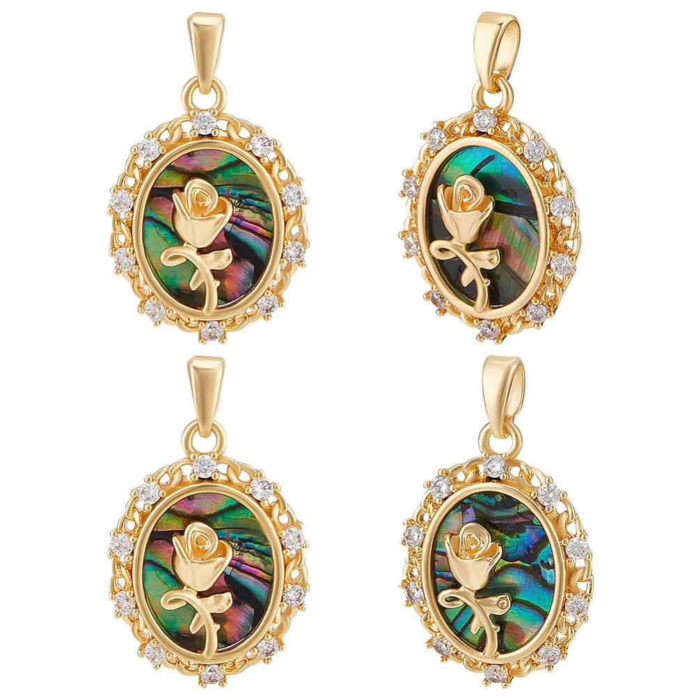 1Box 5Pcs Natural Abalone Shell/Paua Shell Pendants with Brass Micro ...