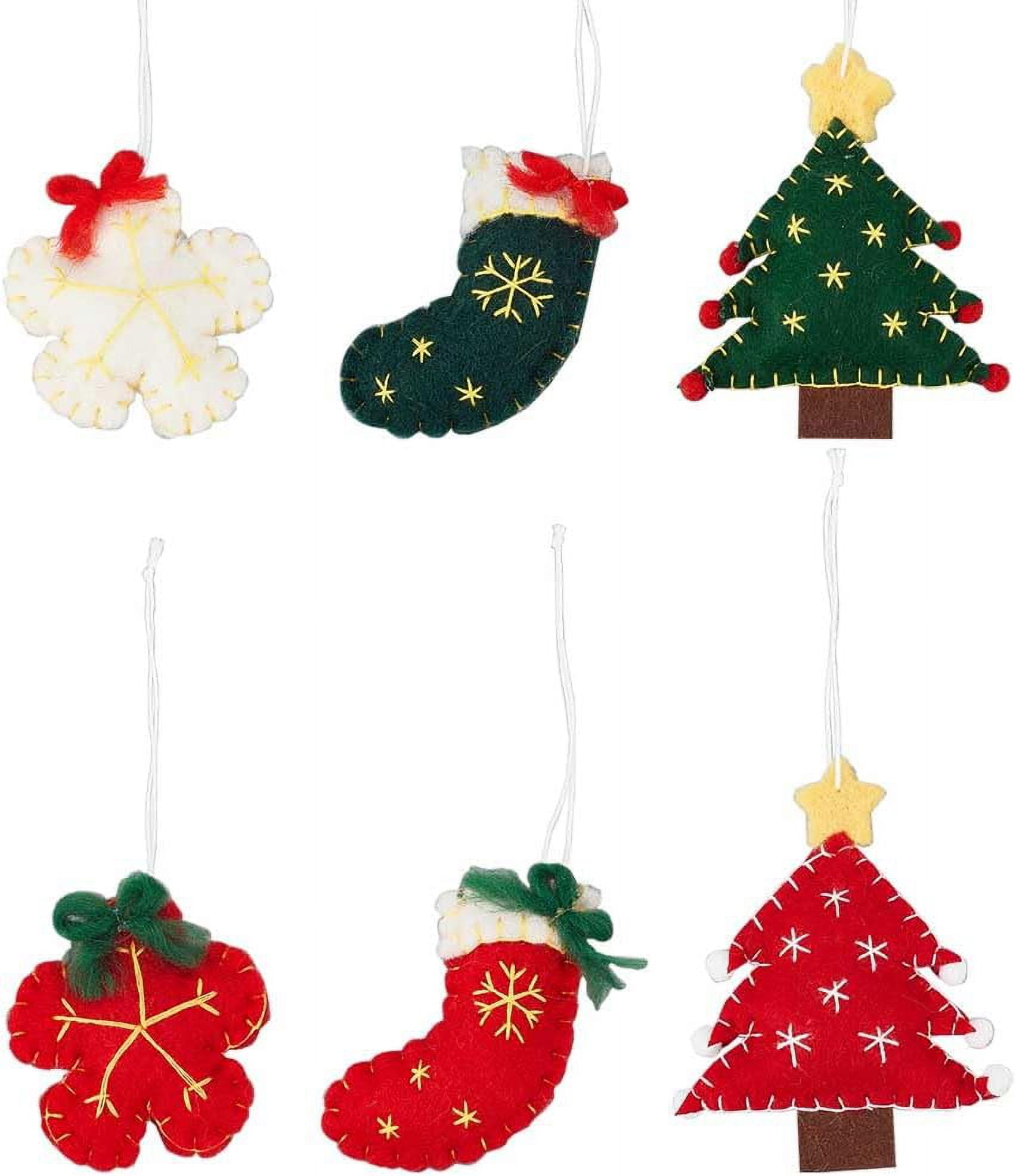 1Box 6 Pcs 6 Styles Felt Christmas Charms Christmas Stockings/Tree ...