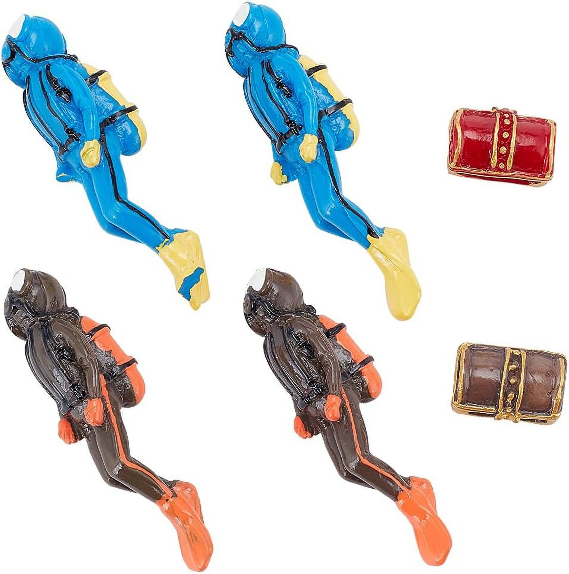 1Box 6 Pcs Diver Figures 2 Styles Resin Treasure Box Figurines Ocean ...