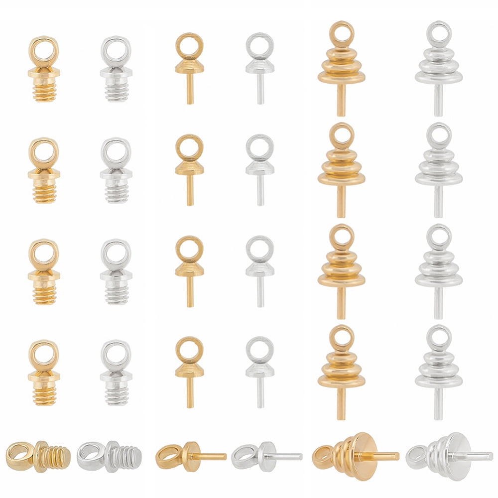 1Box 60 Pcs Pearl Screw Eye Pin Bail Nails 6 Styles Eye Pin Bail Nails ...