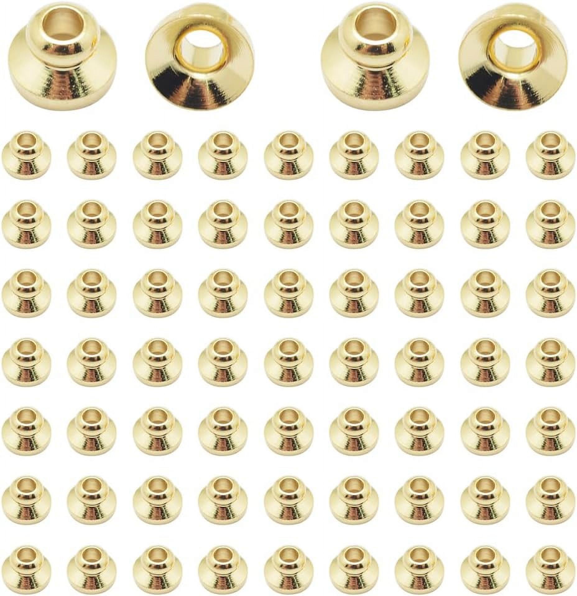 60 Pcs Real 14K Gold Plated Bead Caps Brass Bead End Caps Tassel Cord ...