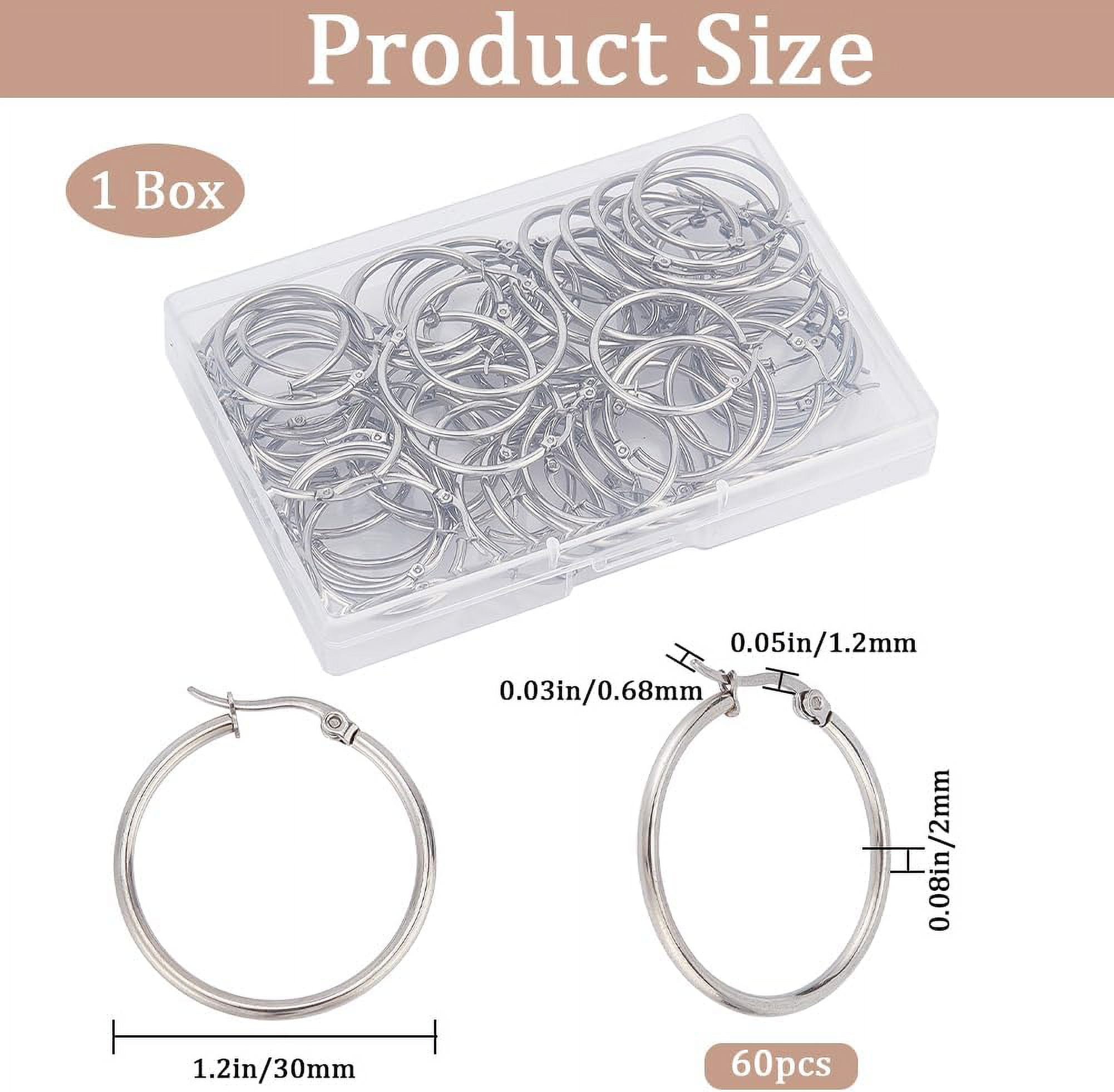 1Box 60Pcs 30mm Hoop Earring Findings Stainless Steel Earring Beading ...