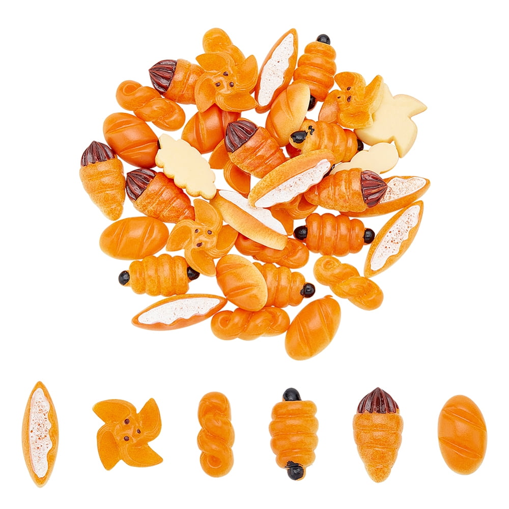 1Box 60pcs 6 styles Opaque Resin Decoden Cabochons Imitation Food Bread ...
