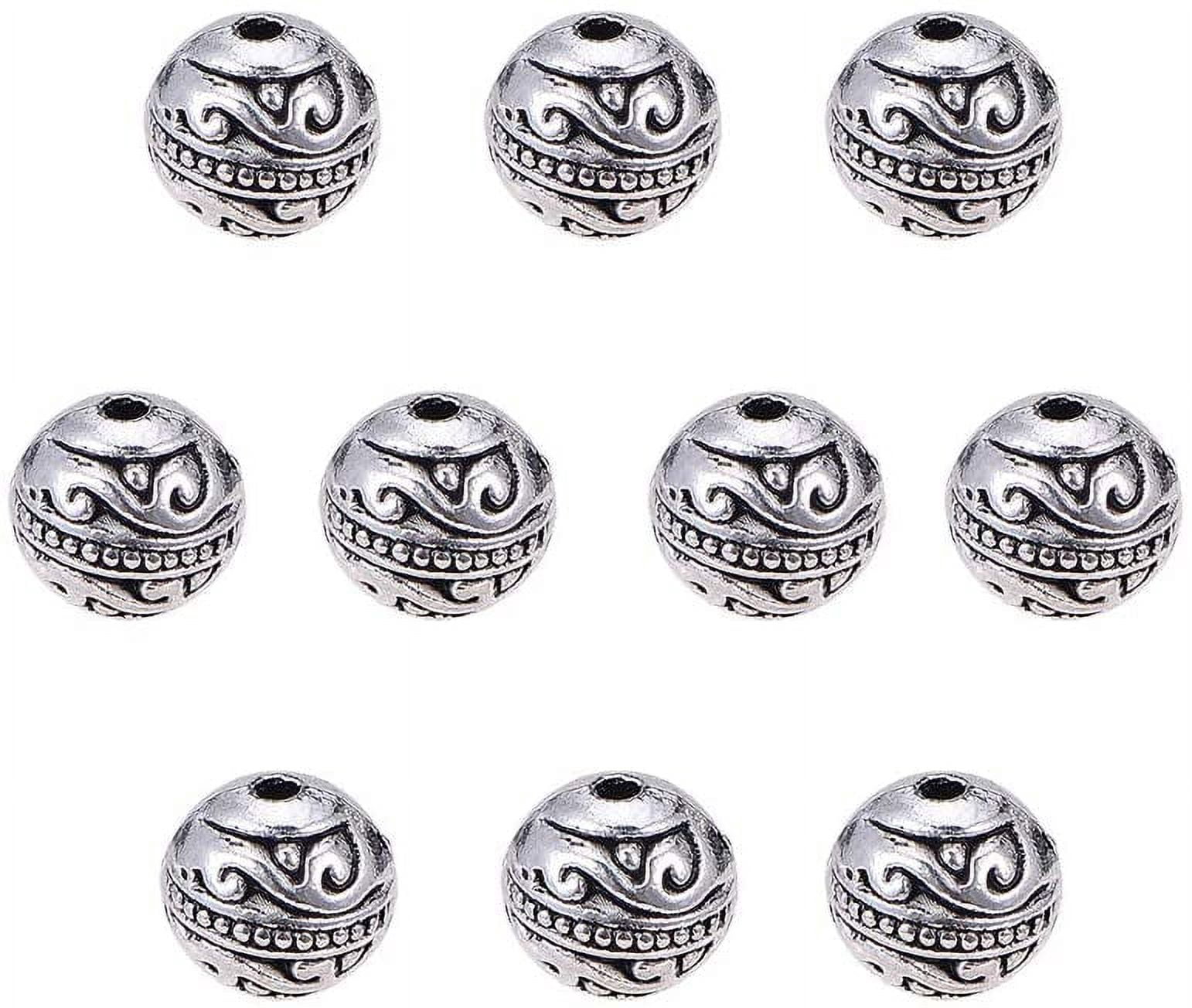 1Box 60pcs 8mm Round Spacers Beads Tibetan Alloy Metal Charms Beads ...