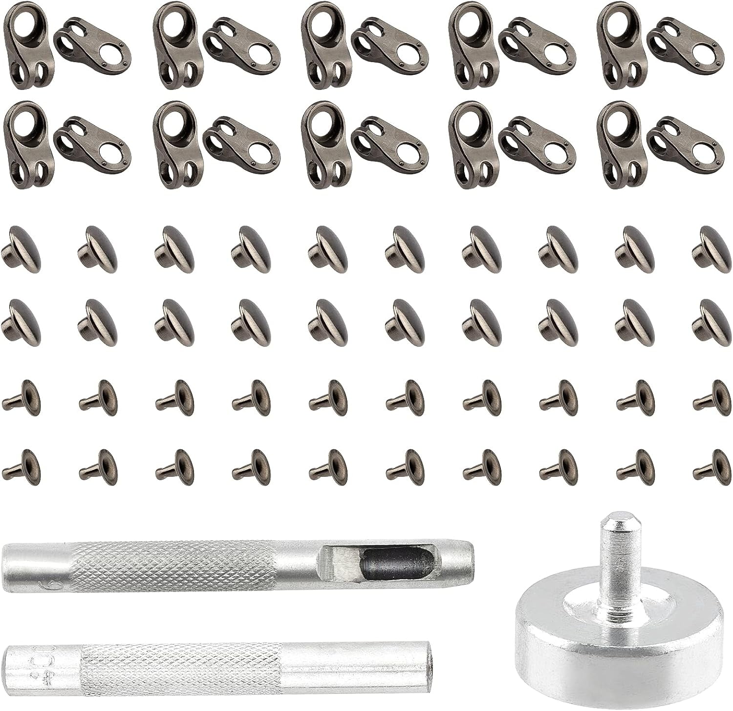 1Box 63pcs Shoe Boot Hooks Eyelet Buckle Lace Hooks Installation Tool Lace Fittings Rivets ...