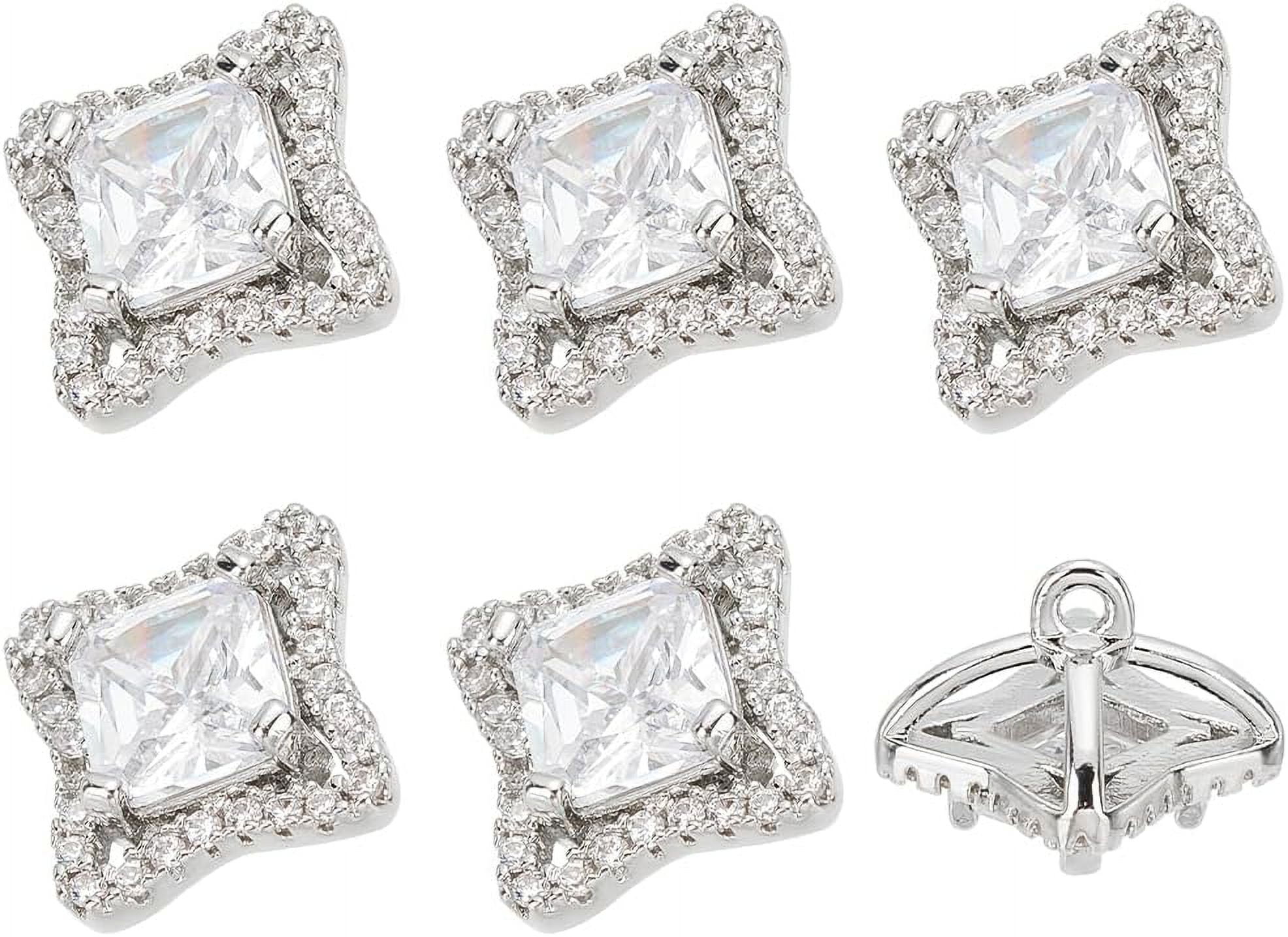 1Box 6PCS Cubic Zirconia Button 0.5x0.5inch Crystal Zirconia Buttons ...