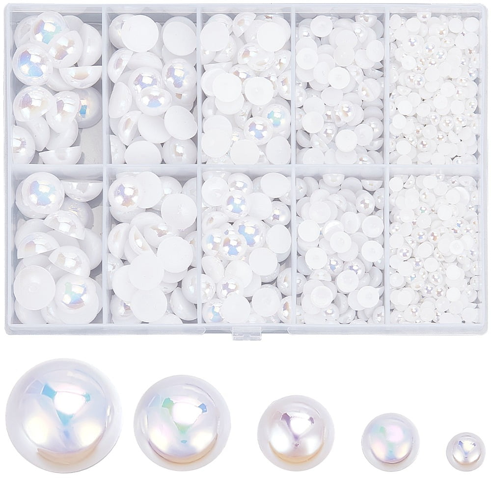 1Box 70G 5 Styles Plastic Imitation Pearl Cabochons Half Round ...