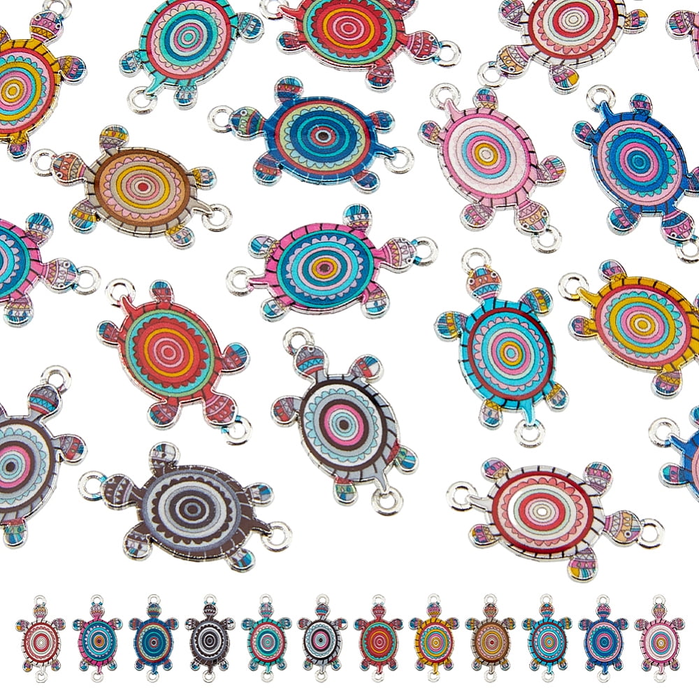 1Box 72Pcs 12 Colors Alloy Enamel Connector Charms Turtle Links ...