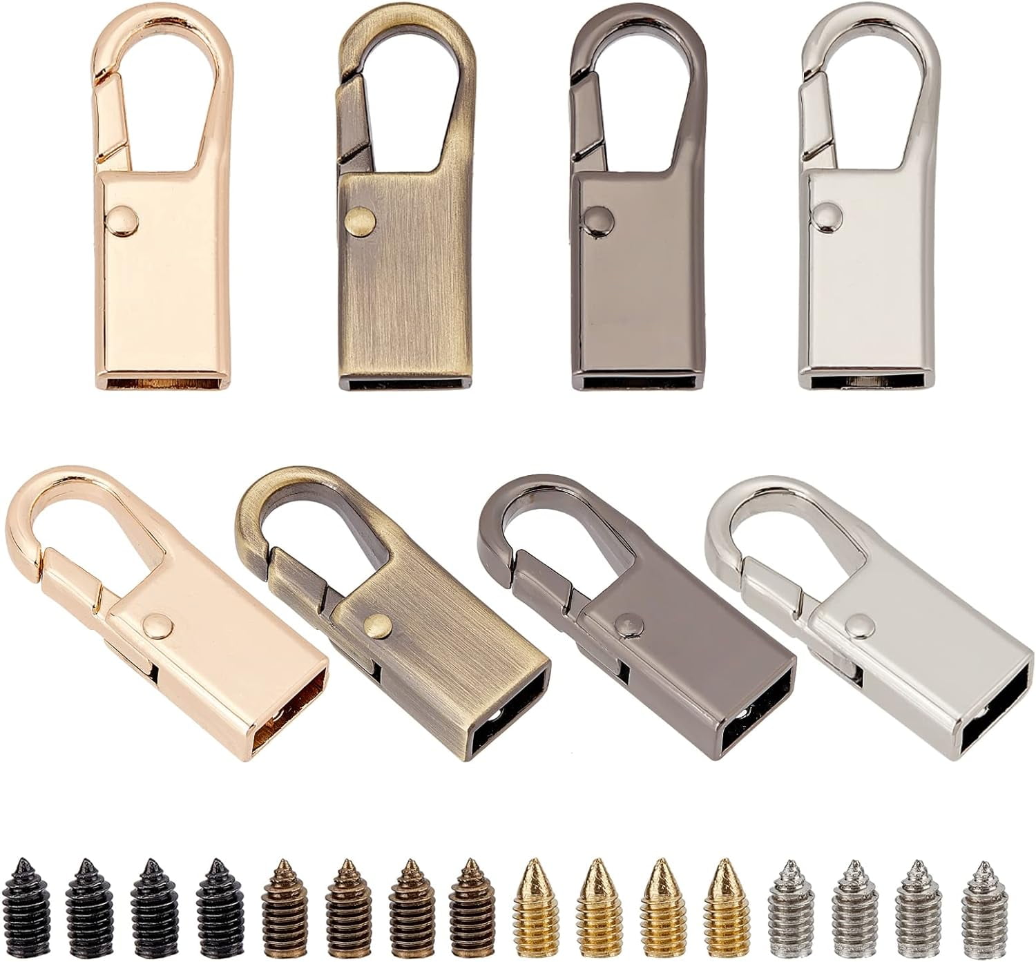 1Box 8 Sets Cord Ends Caps 4 Colors Metal Chain Strap Connector Clasp ...