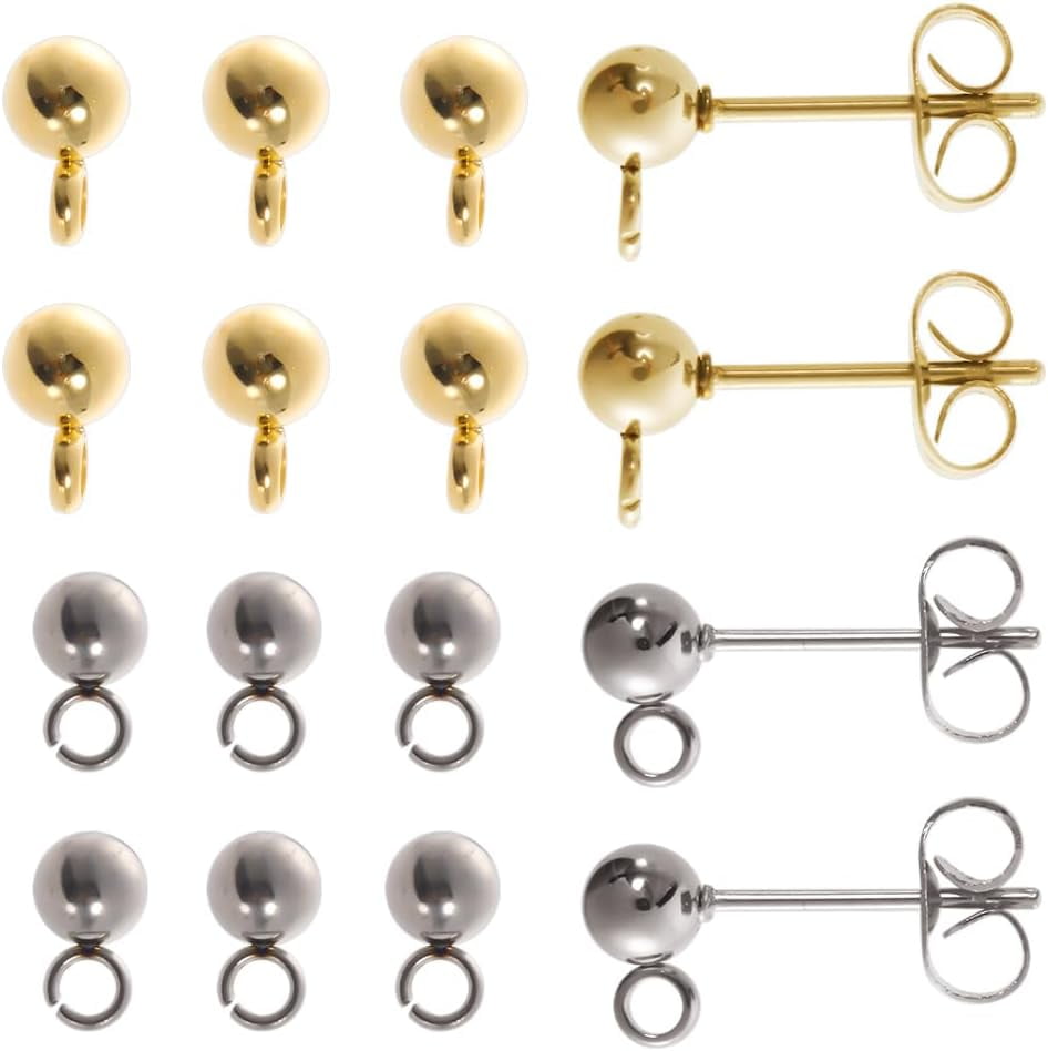 Customer reviews for 1Box 80Pcs 20 Pairs Real 18K Gold Plated Ball Post ...