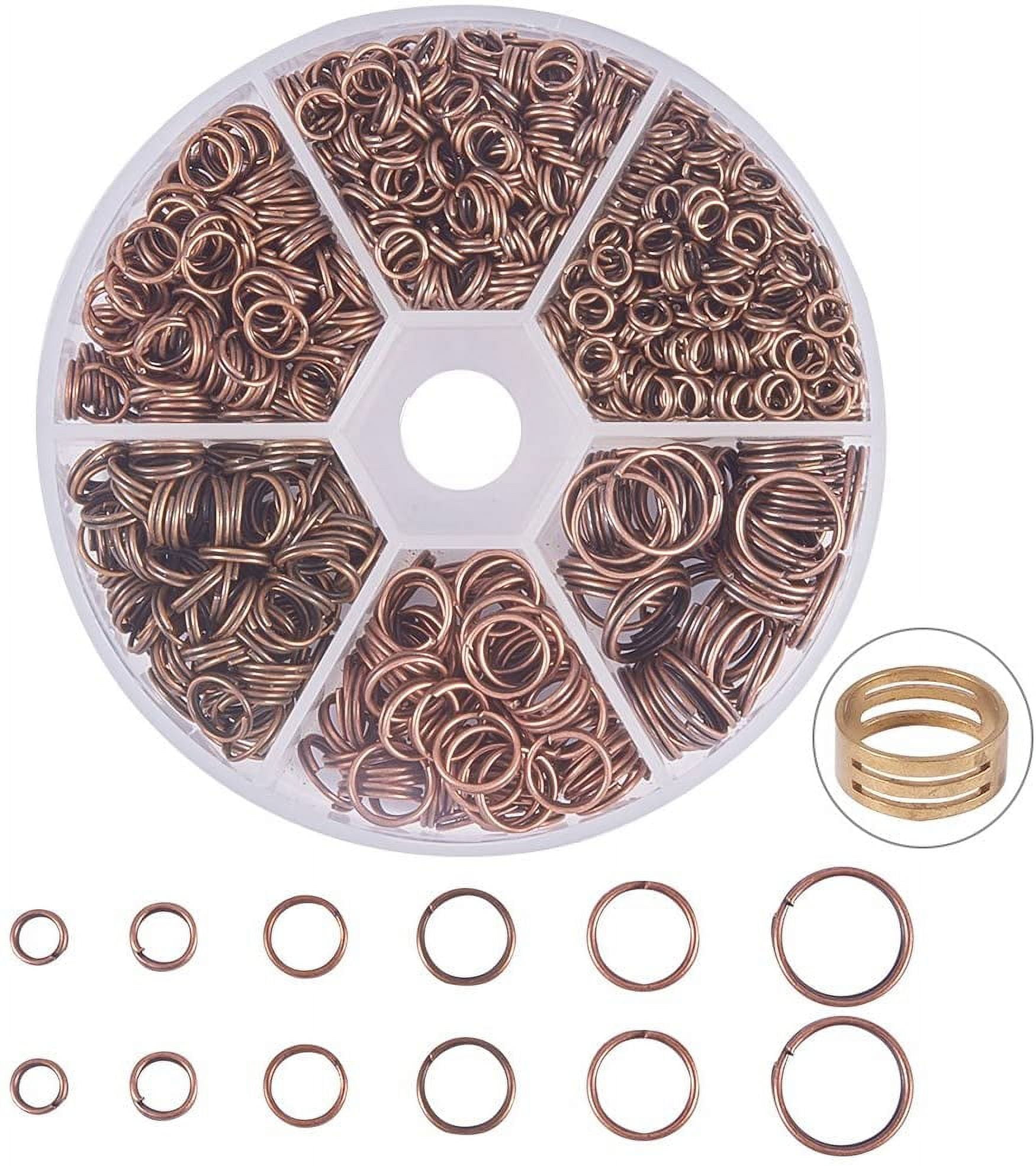 1Box 900 Pcs 6 Sizes 4 5 6 7 8 10mm Iron Split Rings Double Loop Jump ...