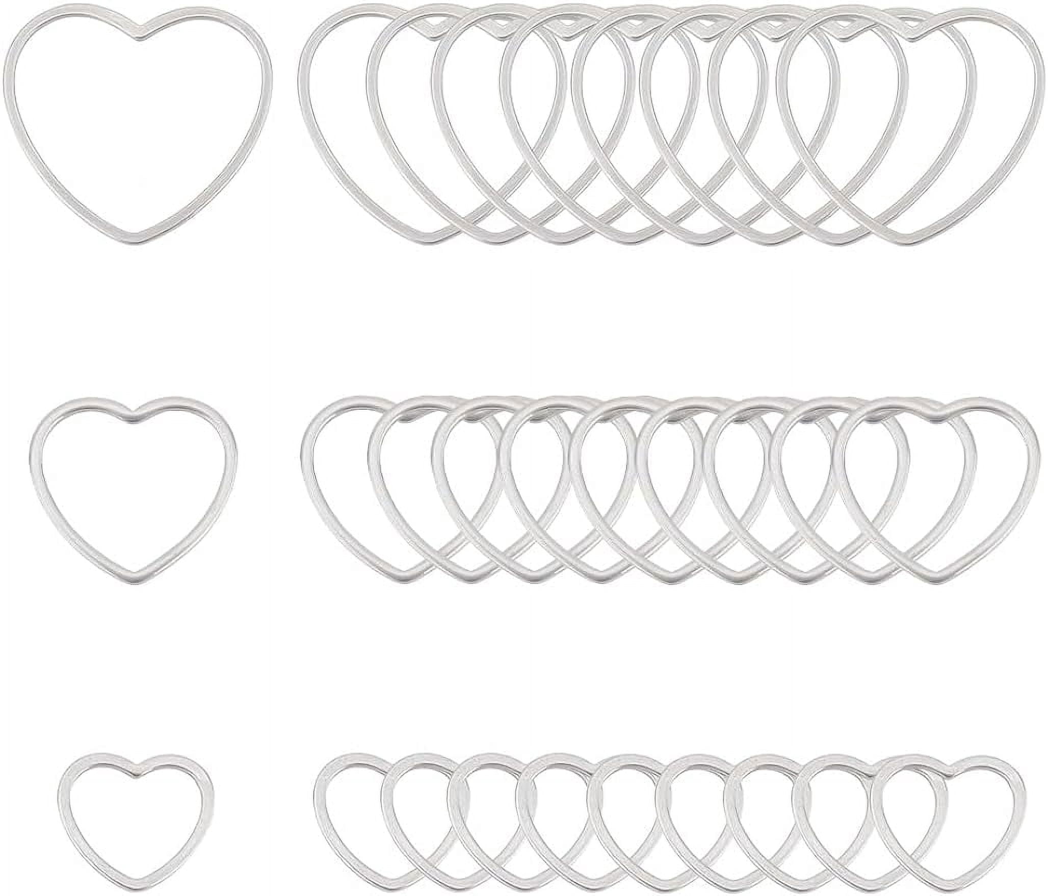 1Box About 36pcs 3 Sizes Heart Linking Charms Heart Open Bezel Pendants ...