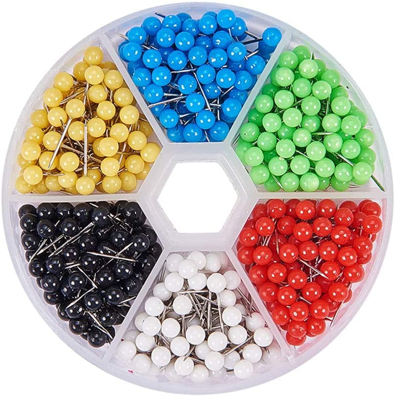 1Box About 600 Pcs 1/8 Inch Map Tacks Push Pins Round Ball Head Pins ...