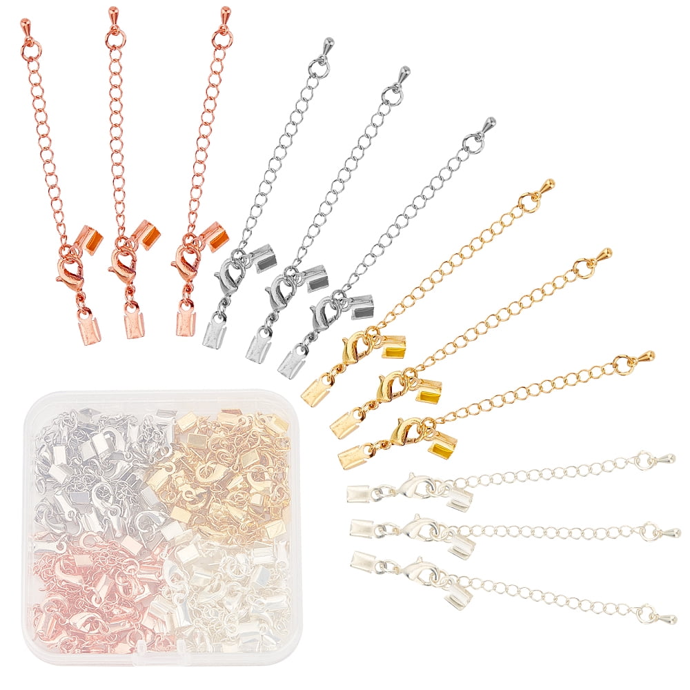 1Box Brass Chain Extender with Lobster Clasp Mixed Color Chains: 56 ...