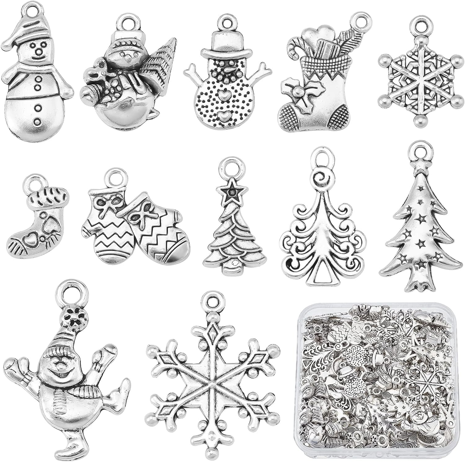 1Box Christmas Charms Assorted Christmas Tree Charms Snowflake Charm ...