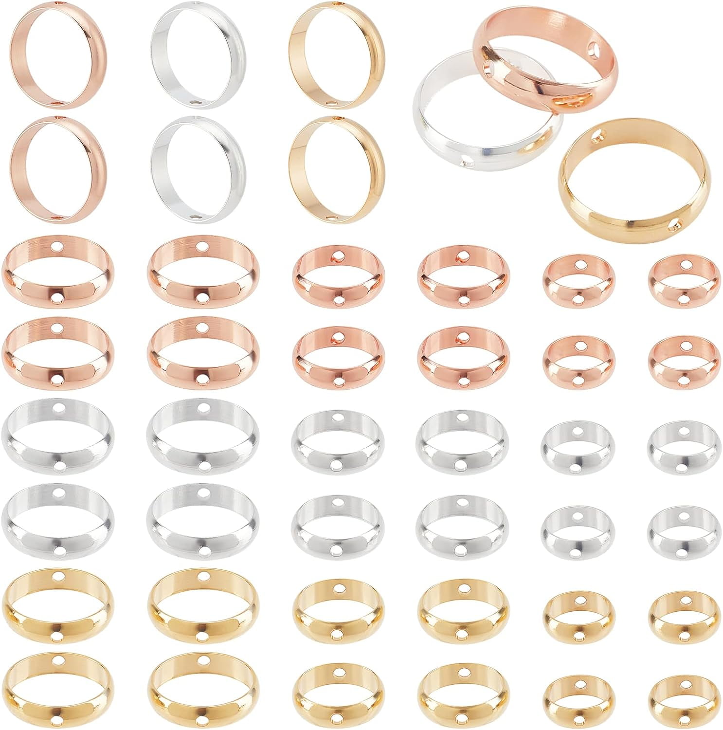 1box Circle Bead Frame 18K 24K Gold 54pcs 3 Sizes Two Hole Frame Spacer ...