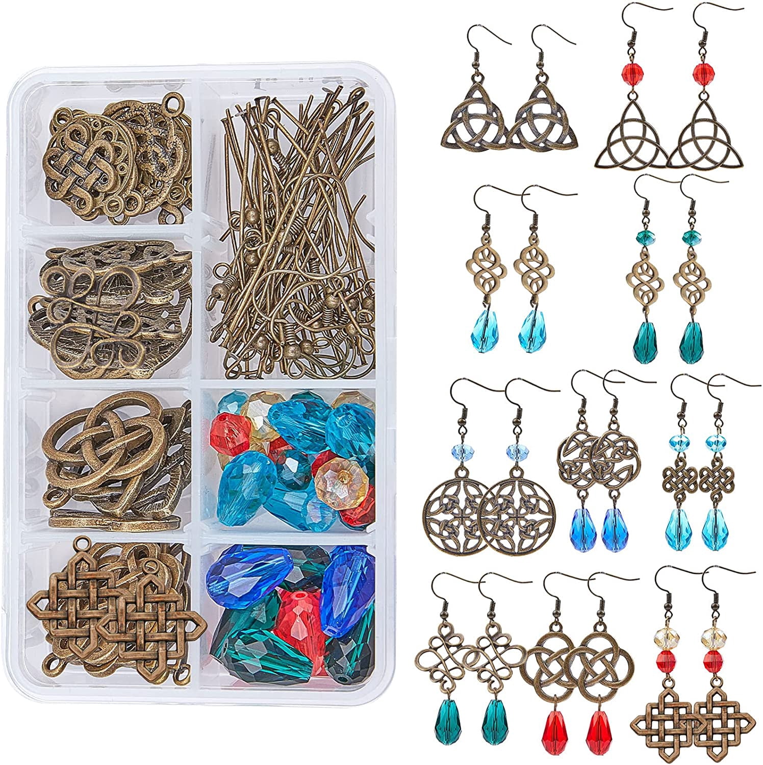 1Box DIY 10Pairs Trinity Celtic Knot Earrings Making Kit Flower of Life ...