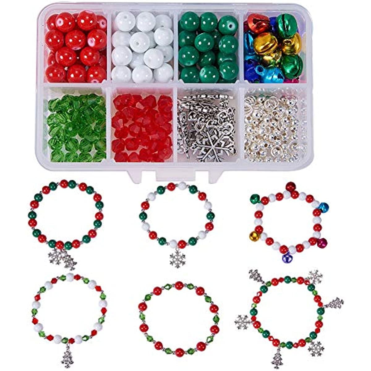 1Box DIY 6Set Beaded Christmas Bracelet Making Kit with Snowflake ...