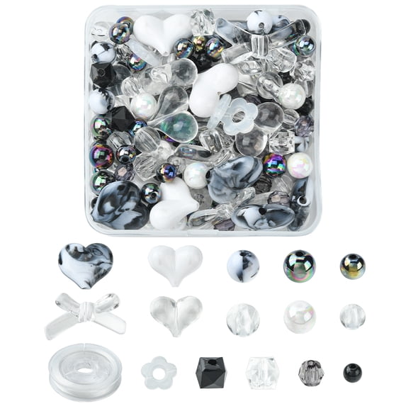 1Box DIY Beaded Stretch Bracelet Making Kit Including Round & Square ...