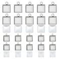 1Box DIY Blank Pendant Making Kit Square Stainless Steel Pendant ...