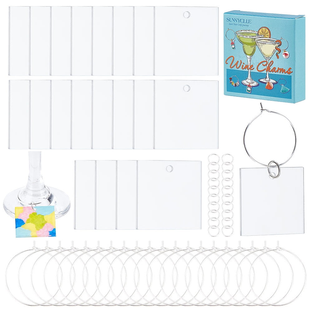 1Box DIY Blank Wine Glass Charm Making Kit Including Acrylic Big ...