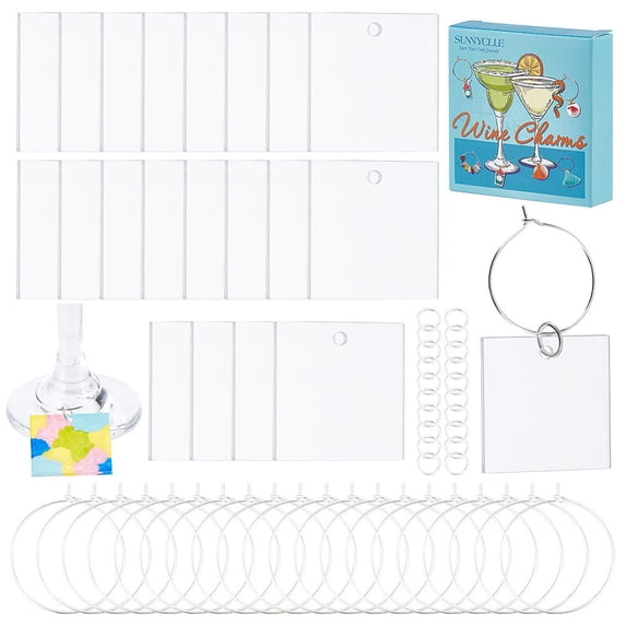 1Box DIY Blank Wine Glass Charm Making Kit Including Acrylic Big ...