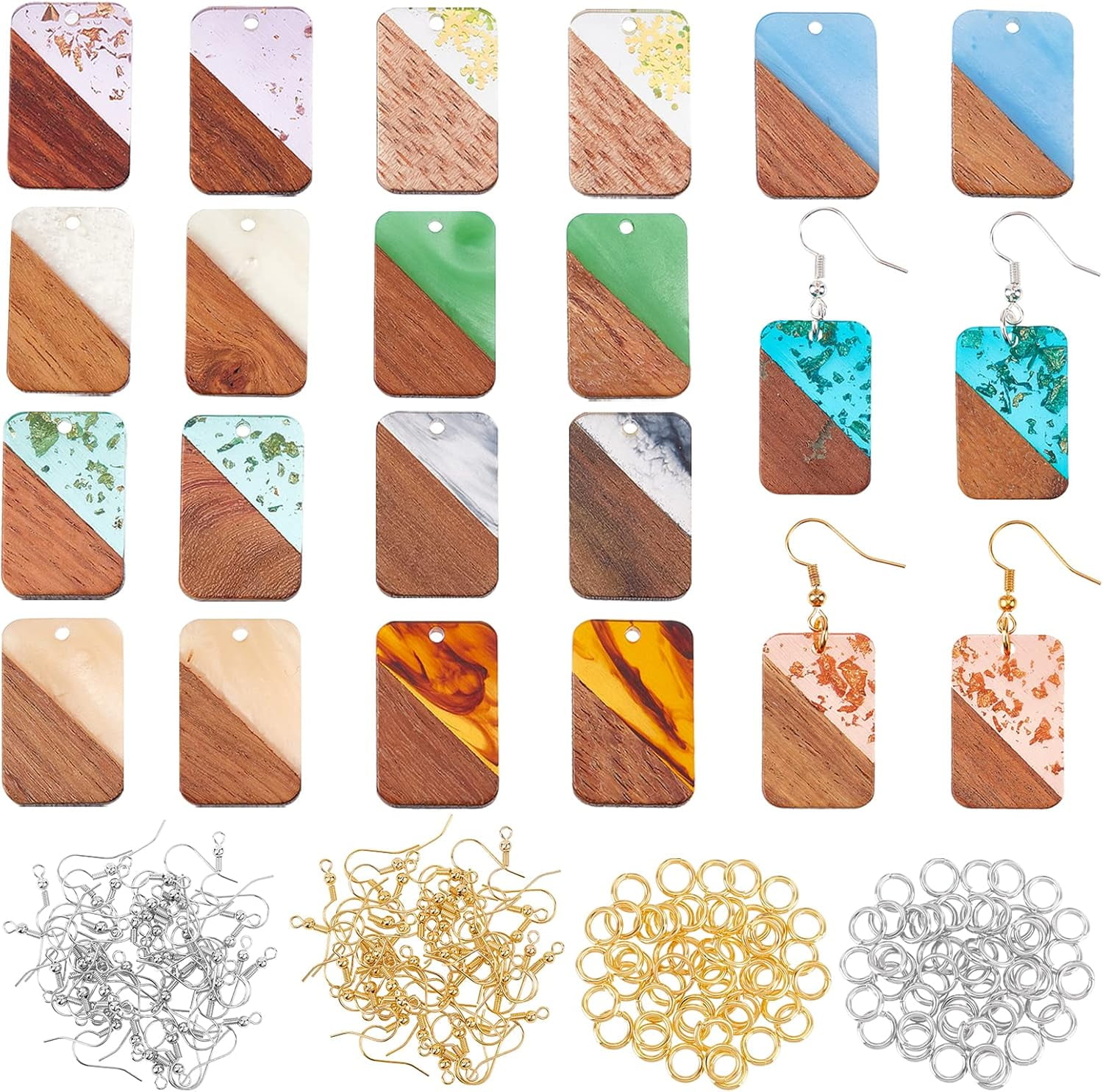 1Box DIY Dangle Earring Making Kits Including 22Pcs 11 Colors Resin ...