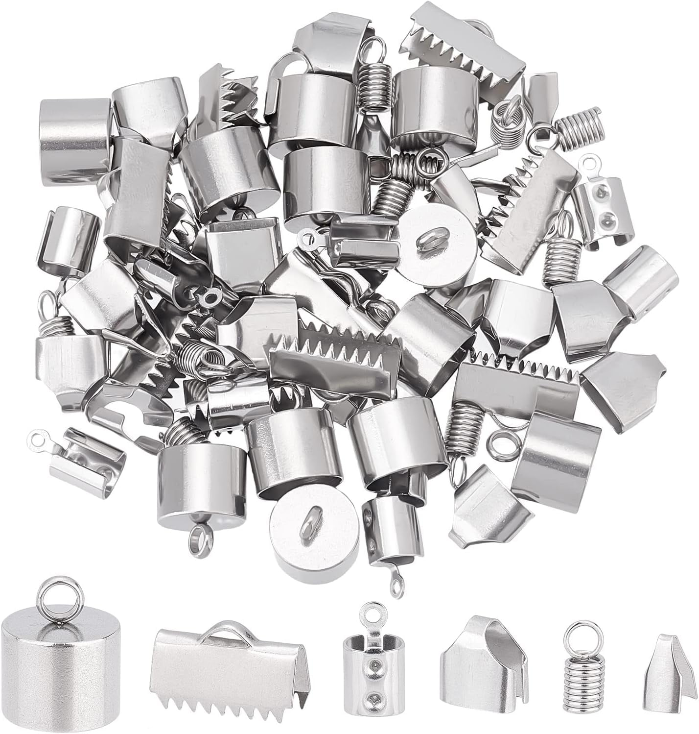 1Box DIY End Finding Making Kit Including 304 Stainless Steel Cord Ends ...