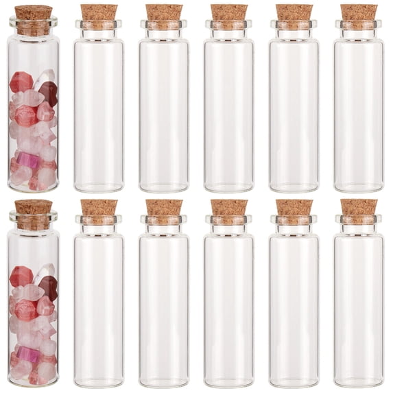 1Box Glass Bottle with Cork Plug Wishing Bottle Column Clear 2.2x6.5cm ...