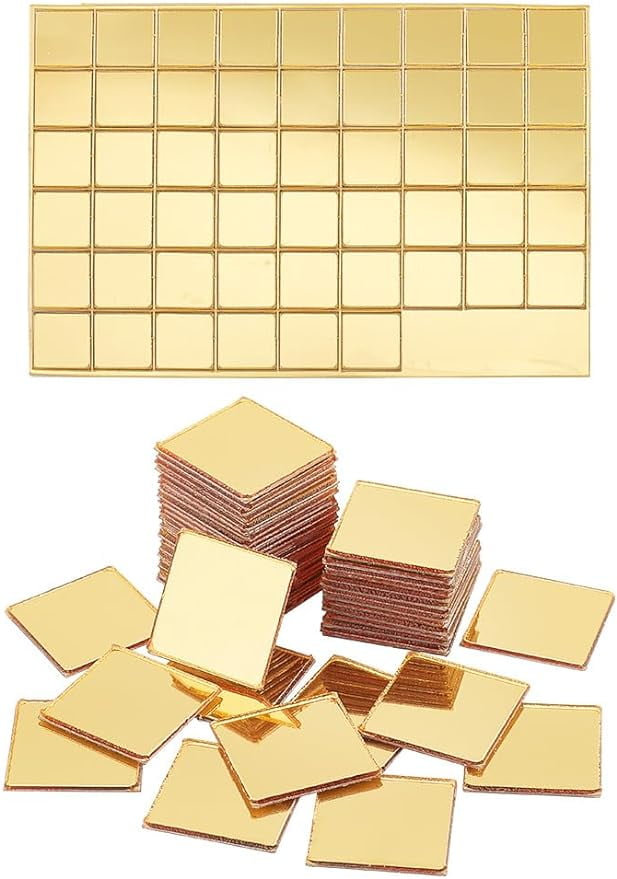 1Box Golden Mirrors for Crafts Square Self Adhesive Mirror Tiles 0.7 ...