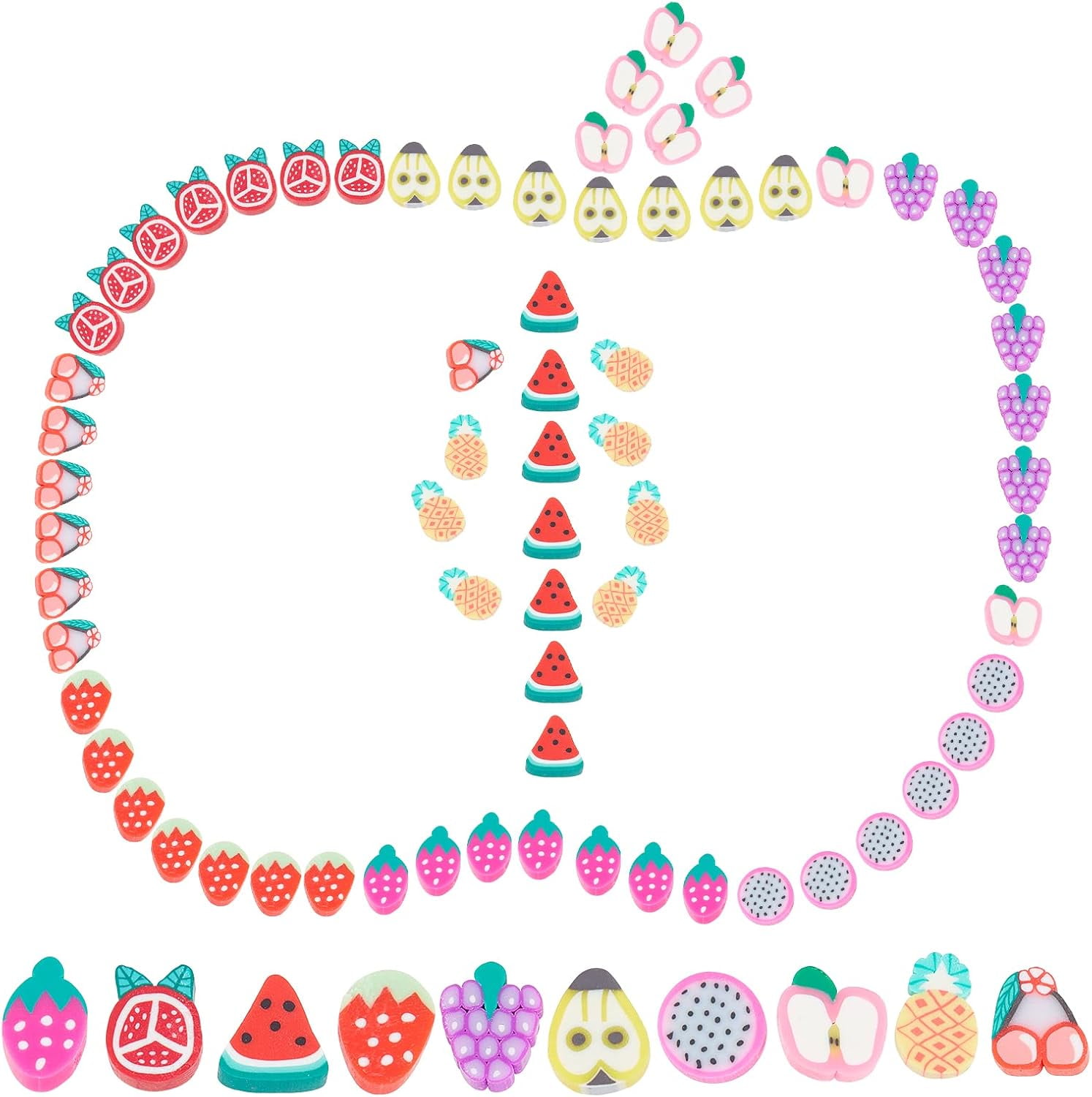 1Box Handmade Polymer Clay Beads Fruit Mixed Color 100pcs/BoxDIY ...