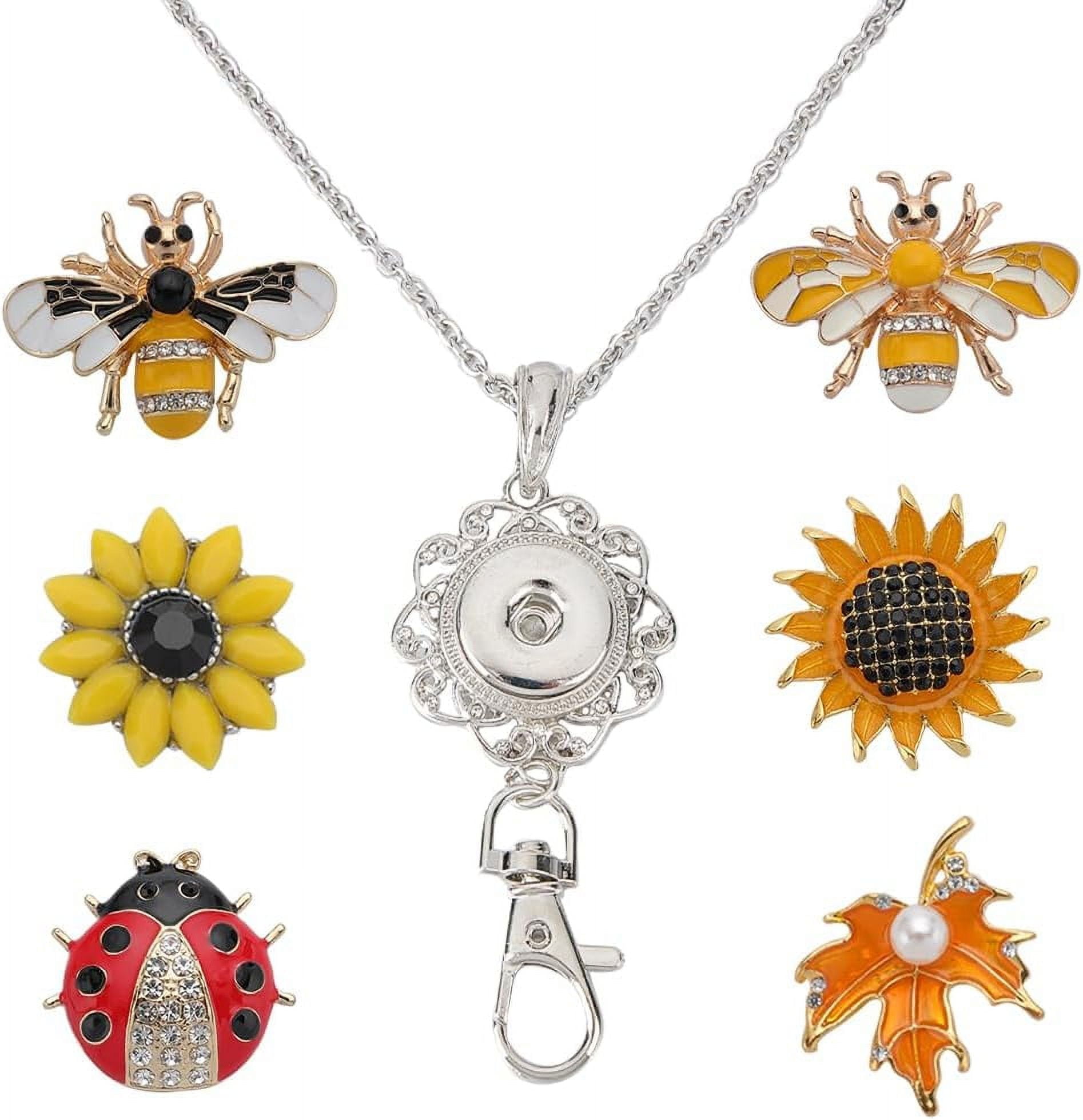 1Box ID Badge Lanyard Cute Ladybug Snap Button Lanyards Necklace Badges ...