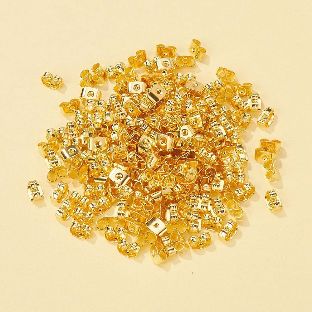 1Box Iron Ear Nuts Earring Backs Golden Hole: 0.7~1mm 6x4x3mm 200pcs ...