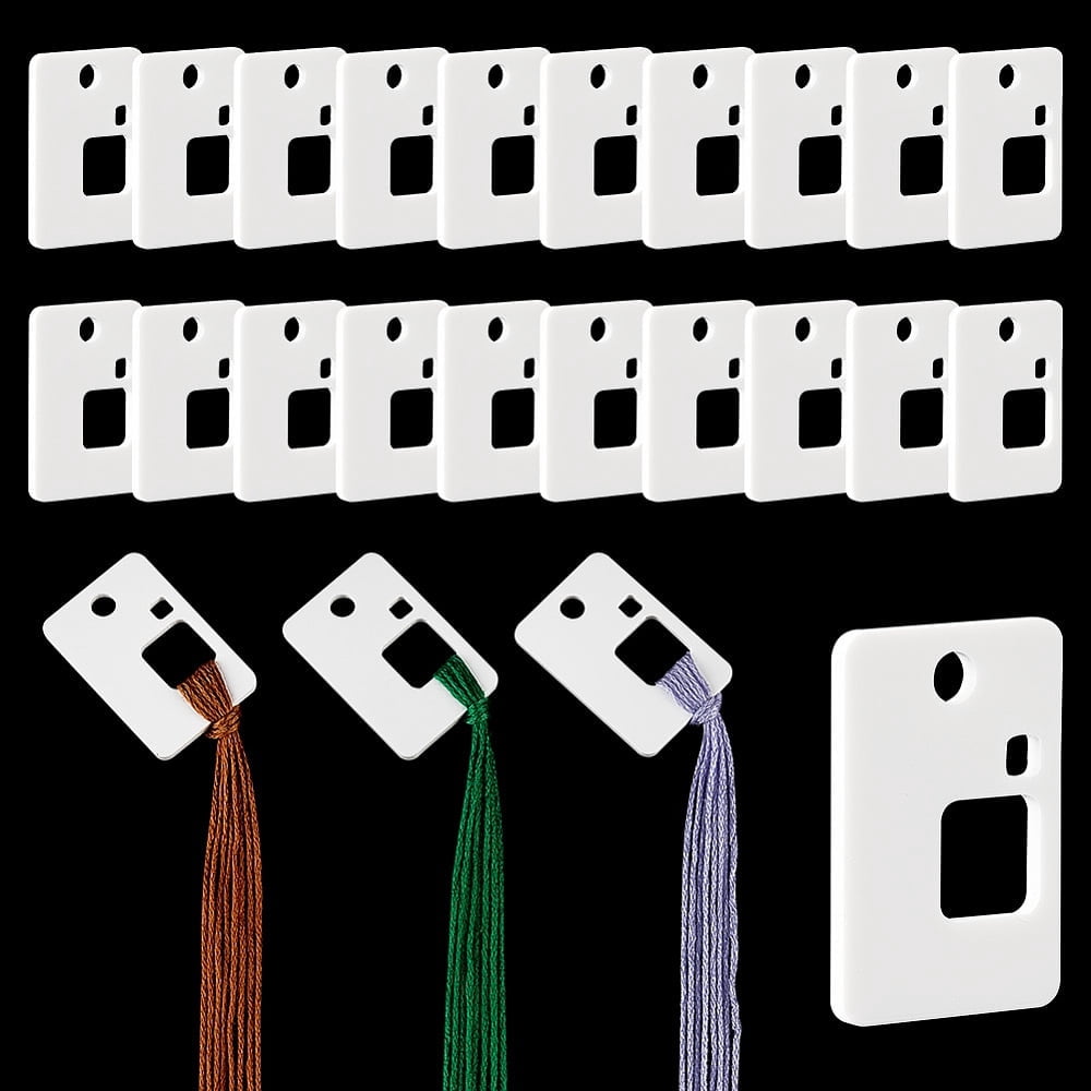 1Box PH 30PCS Rectangle Acrylic Floss Bobbins White Embroidery Thread ...