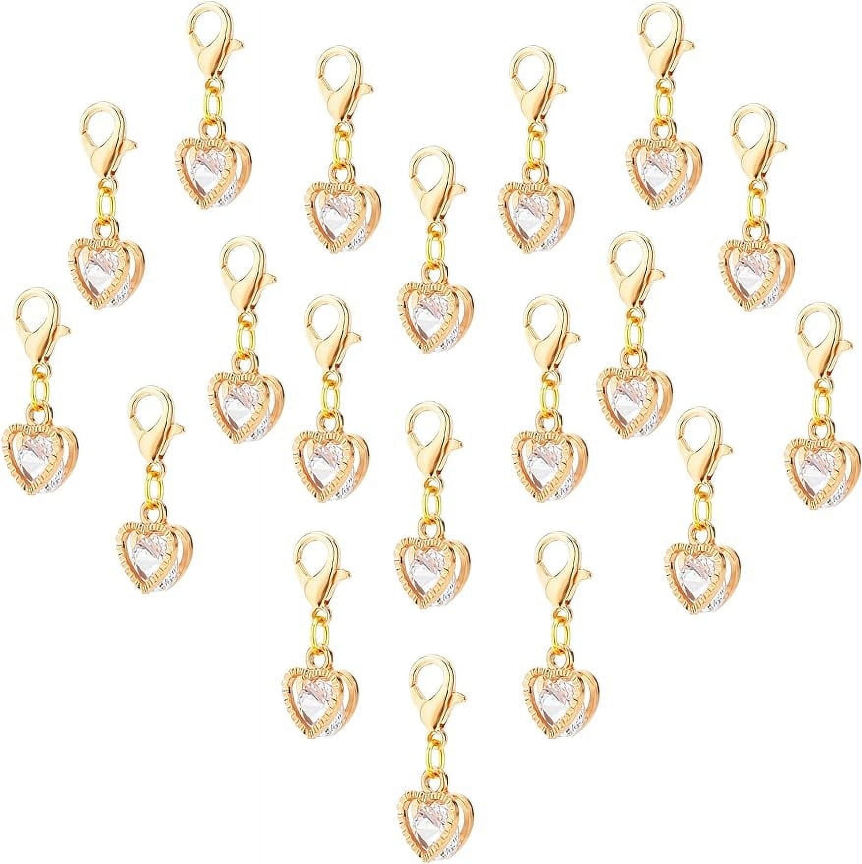 1Box PandaHall Cubic Zirconia Charms 50pcs Heart Crystal Charms Cubic Zirconia Pendants Shiny ...