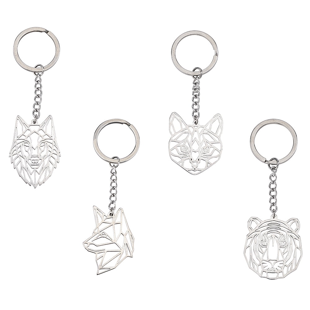 1Box Stainless Steel Keychain Laser Cut Animals Stainless Steel Color ...