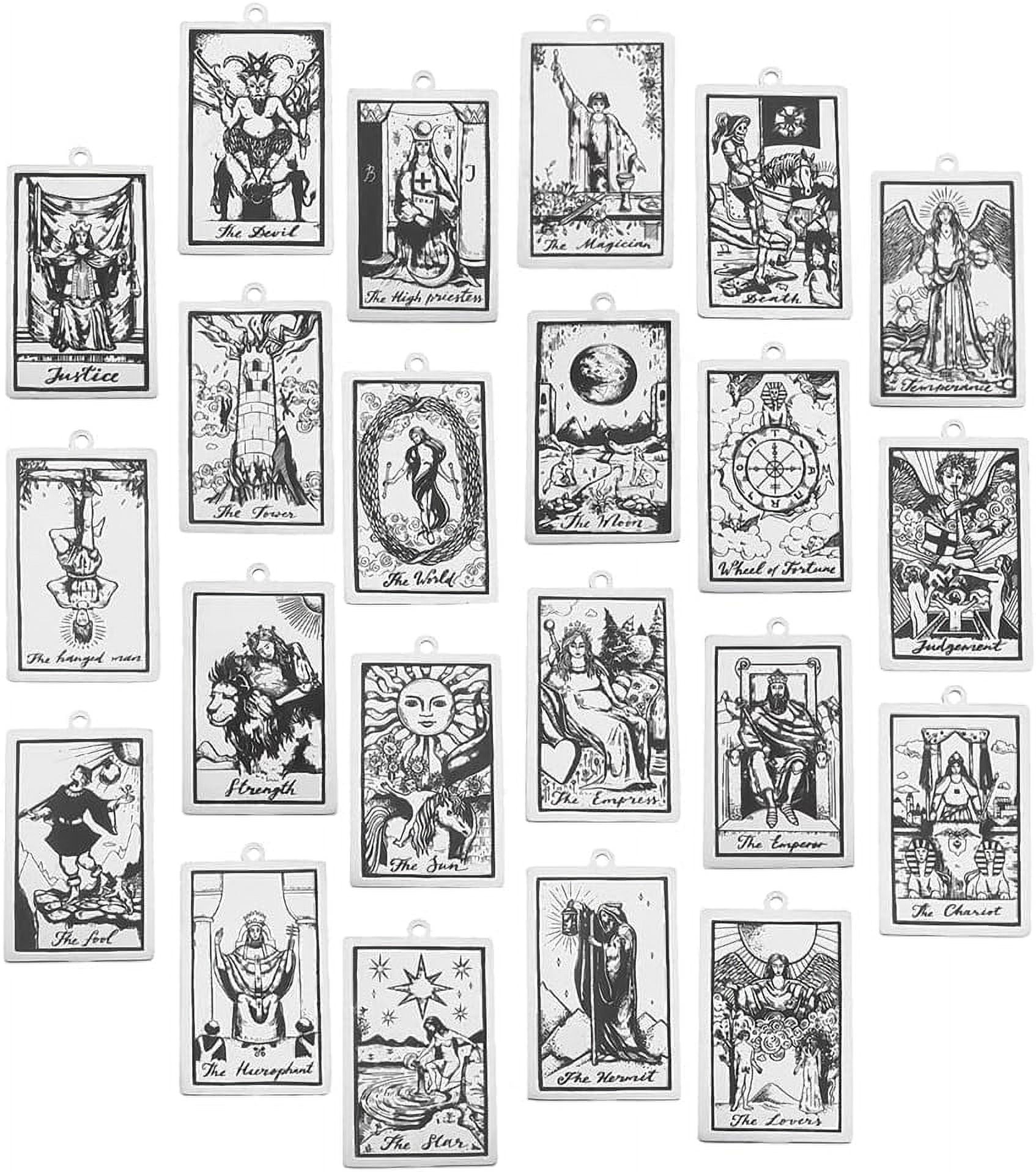 1Box Tarot Card Charm Stainless Steel Tarot Pendants Rectangle Amulet ...