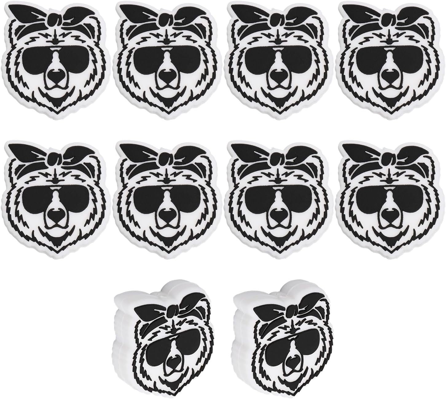 1Boxs 10Pcs Tiger Silicone Beads Pen Beads Silicone Loose Spacer Beads ...