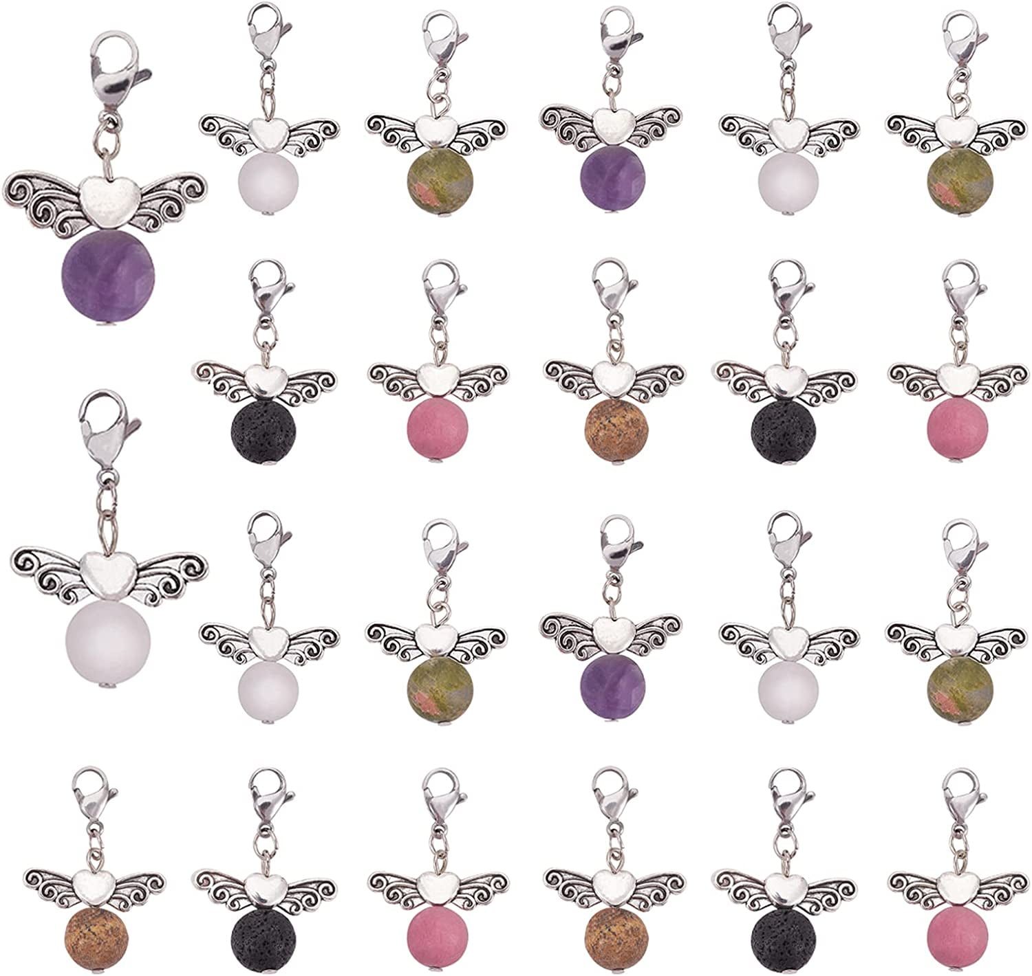 1Boxs 40pcs 10 Color Angel Wing Charms Pendants Charms with Angel ...