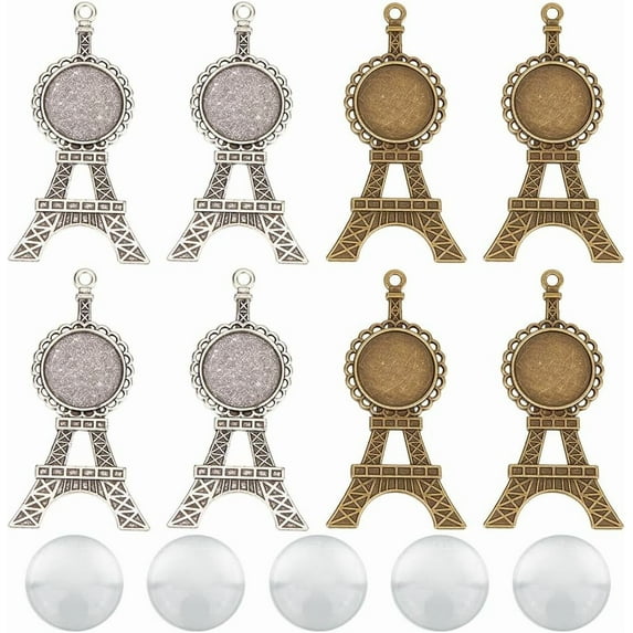 1Boxs Alloy Blank Tower Pendant Making Kit 20 Pcs 2 Colors Tower ...