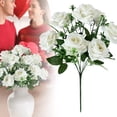 1Bunch of Artificial 7 Heads Realistic Roses Flowers, 15Inch Real Touch ...
